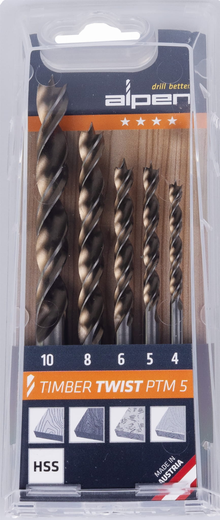 Zestaw wierteł HSS do drewna TIMBER TWIST PTM 5 Alpen Profitechnik ...